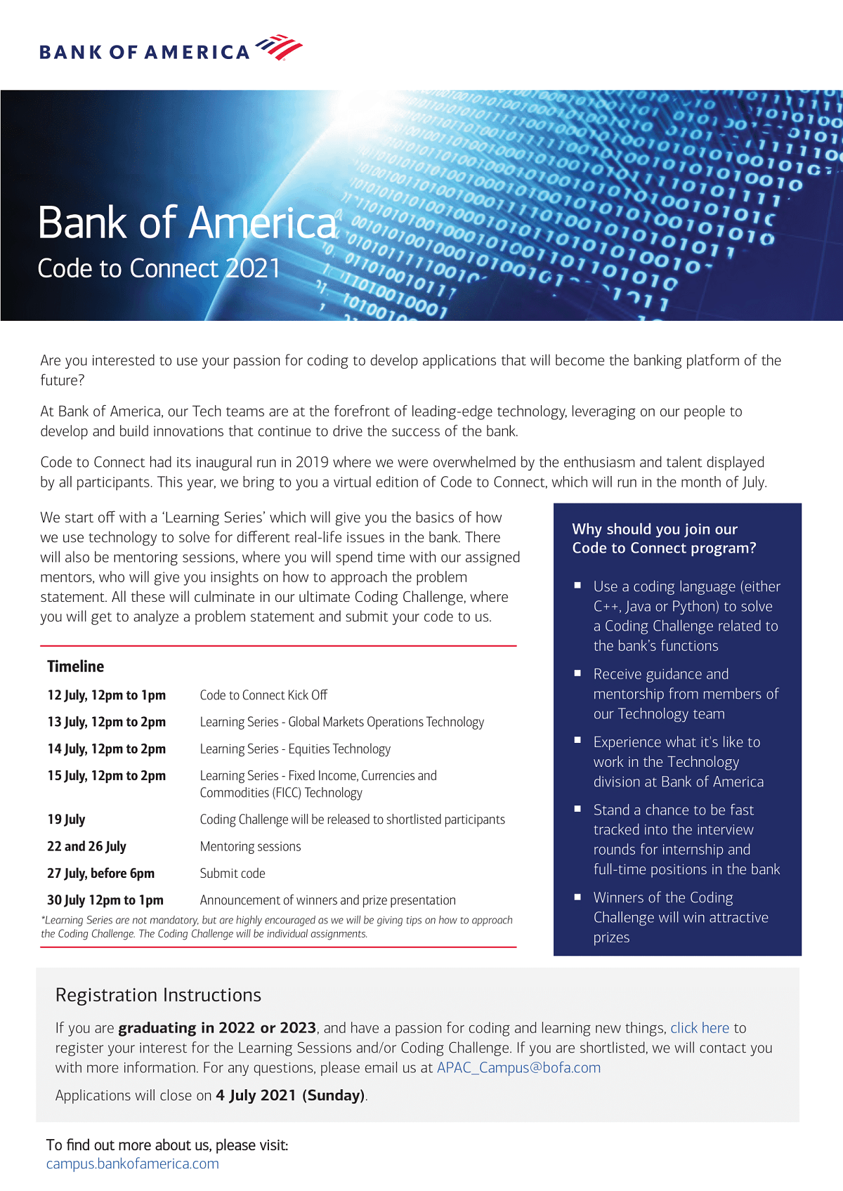 Bank of America Code to Connect 2021 - NUS Centre for Future-ready ...
